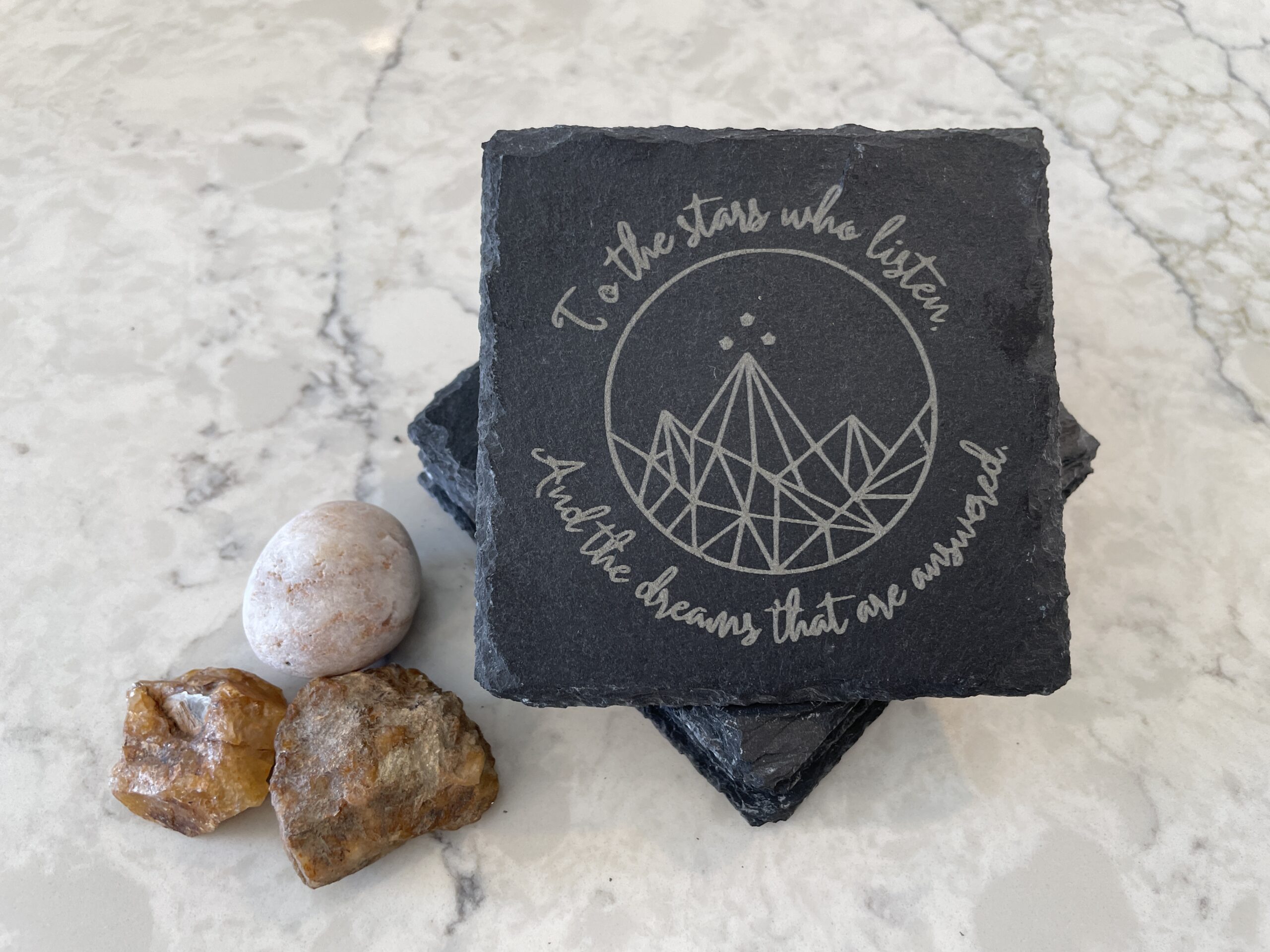 Custom Engraved Slate Coasters Tile - Encinitas 3D
